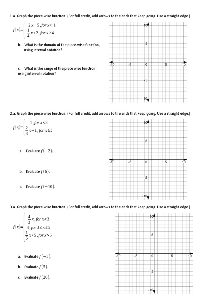 2.1B Piecewise Function Graphing Worksheet - 1 | PDF | Teaching Methods ...