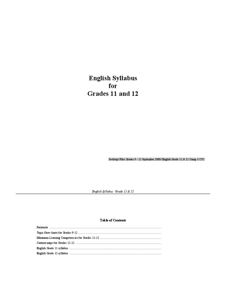 English Language - Syllabus - Grade 11 | PDF | Teachers | Learning