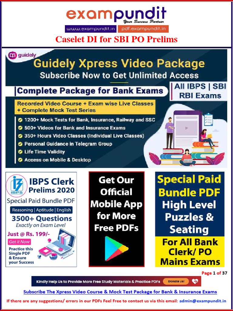 Caselet Di Questions Specially For Sbi Po Prelims | PDF | Interest | Investing