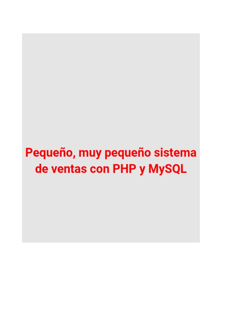 Sistema de Ventas PHP y MySQL | PDF | Php | Mi sql