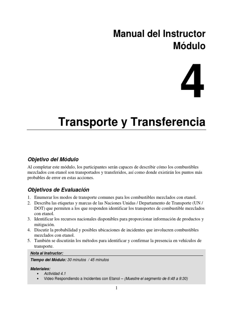 Manual Del Instructor Modulo 4 FINAL 2017 | PDF | Transporte | Etanol