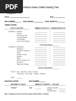 Washed Arabica Coffee Grading Form: Green Coffee Grade (350 Gram Sample ...