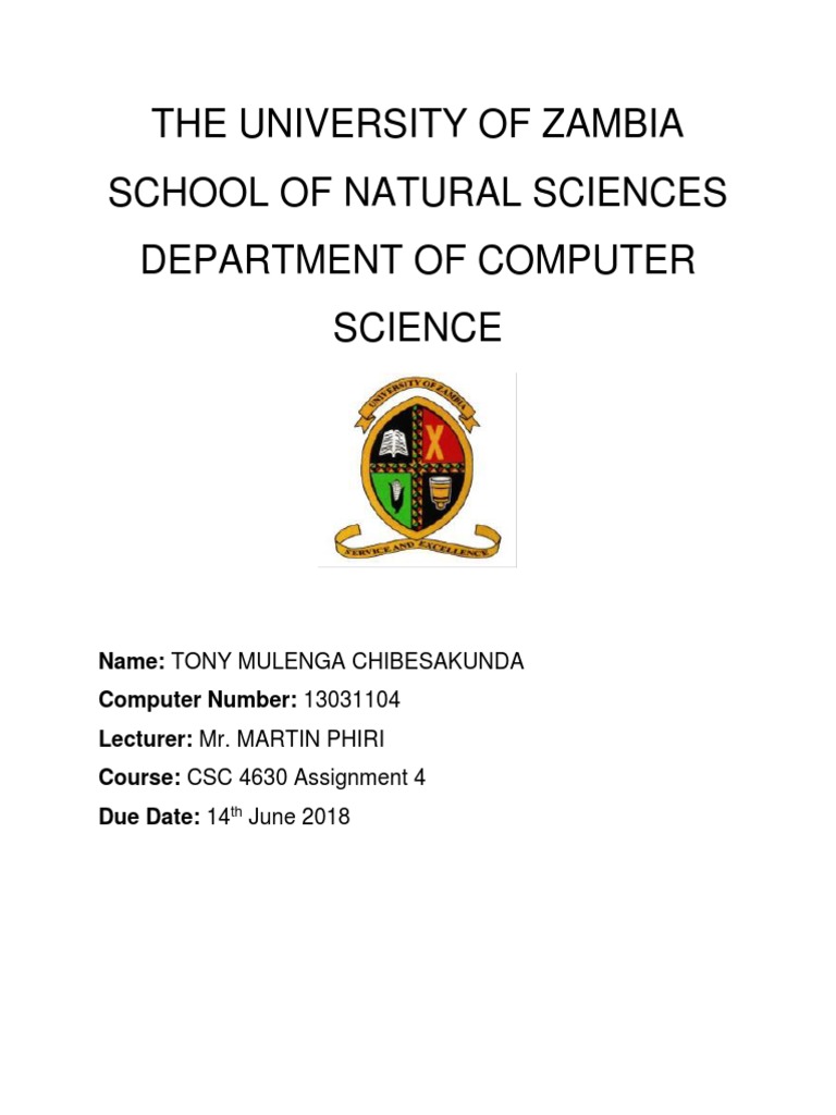 The University of Zambia School of Natural Sciences Department of ...