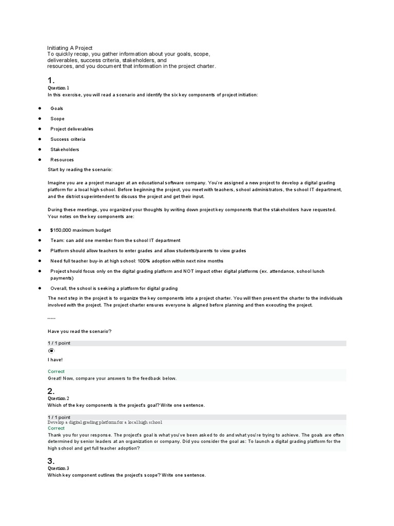 Key Components of Project Initiation | PDF | Return On Investment | Goal