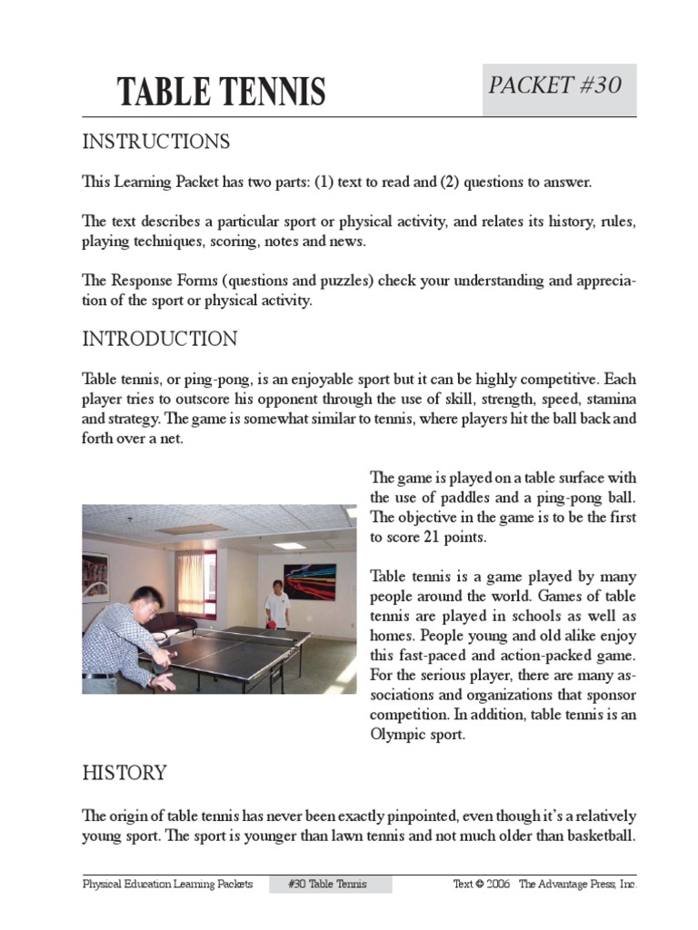 Table Tennis | PDF | Table Tennis | Racquet Sports