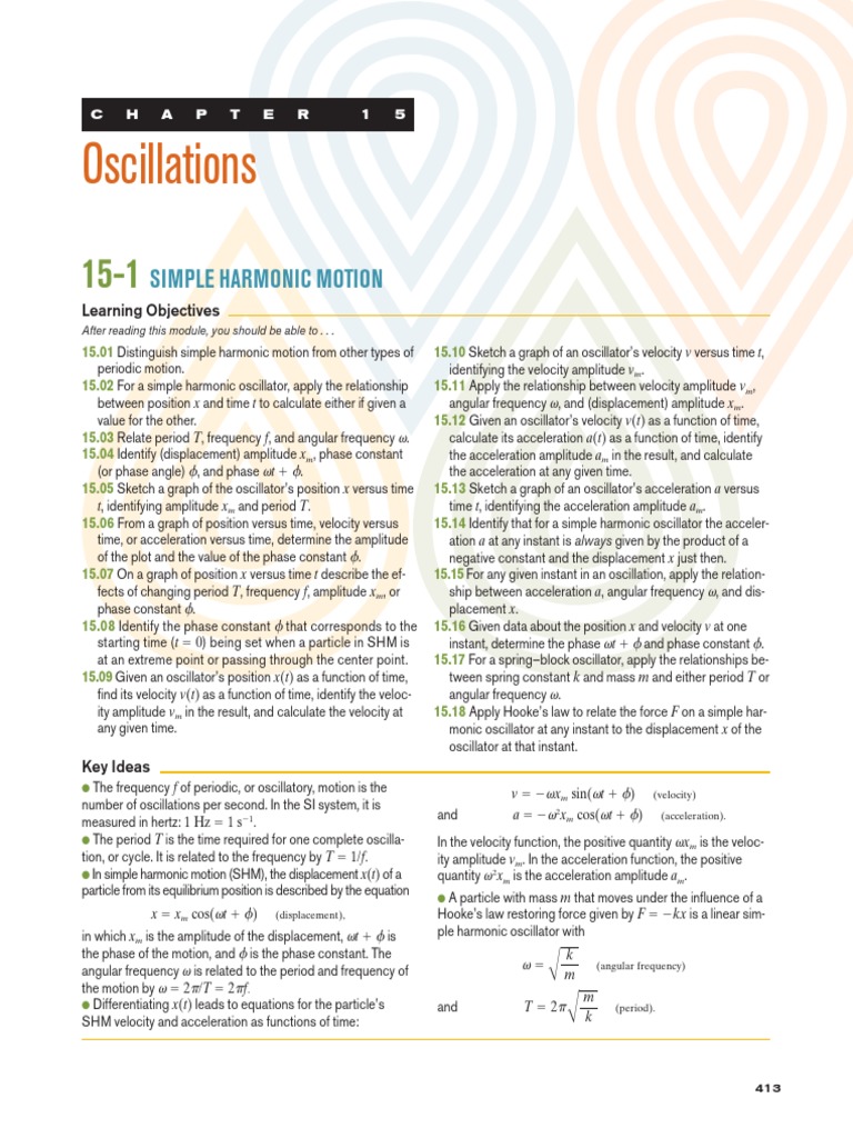 Oscillations: Simple Harmonic Motion | PDF | Force | Velocity