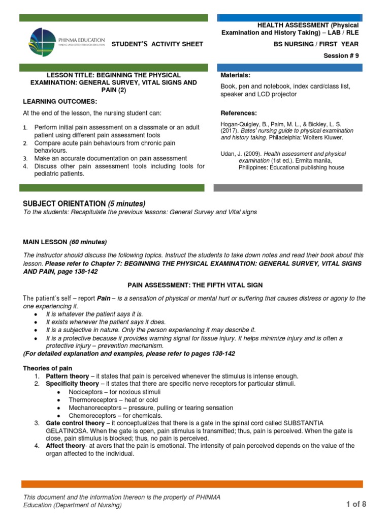 (Ha Lab) Sas#9 | PDF | Pain | Stimulus (Physiology)