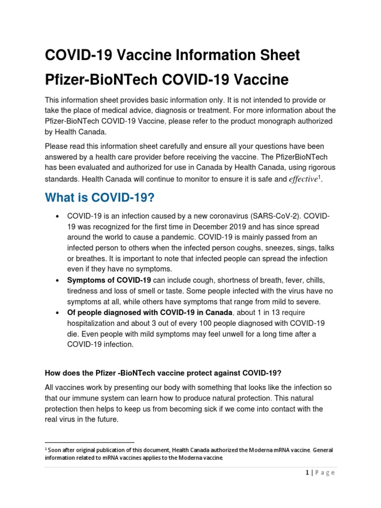 COVID-19 INFO 2. Vaccine Information Pfizer-BioNTech en | PDF | Allergy ...