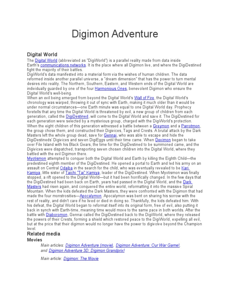 Digimon Adventure: Digital World | PDF | Entertainment | Mythopoeia