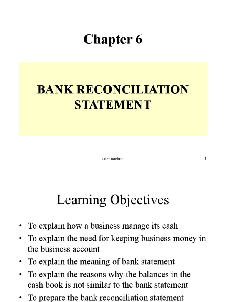 Chapter 6 - Bank Reconciliation Statement | PDF | Banks | Cheque
