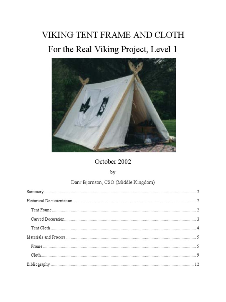 Viking Tent Frame and Cloth For The Real Viking Project, Level 1 | PDF ...