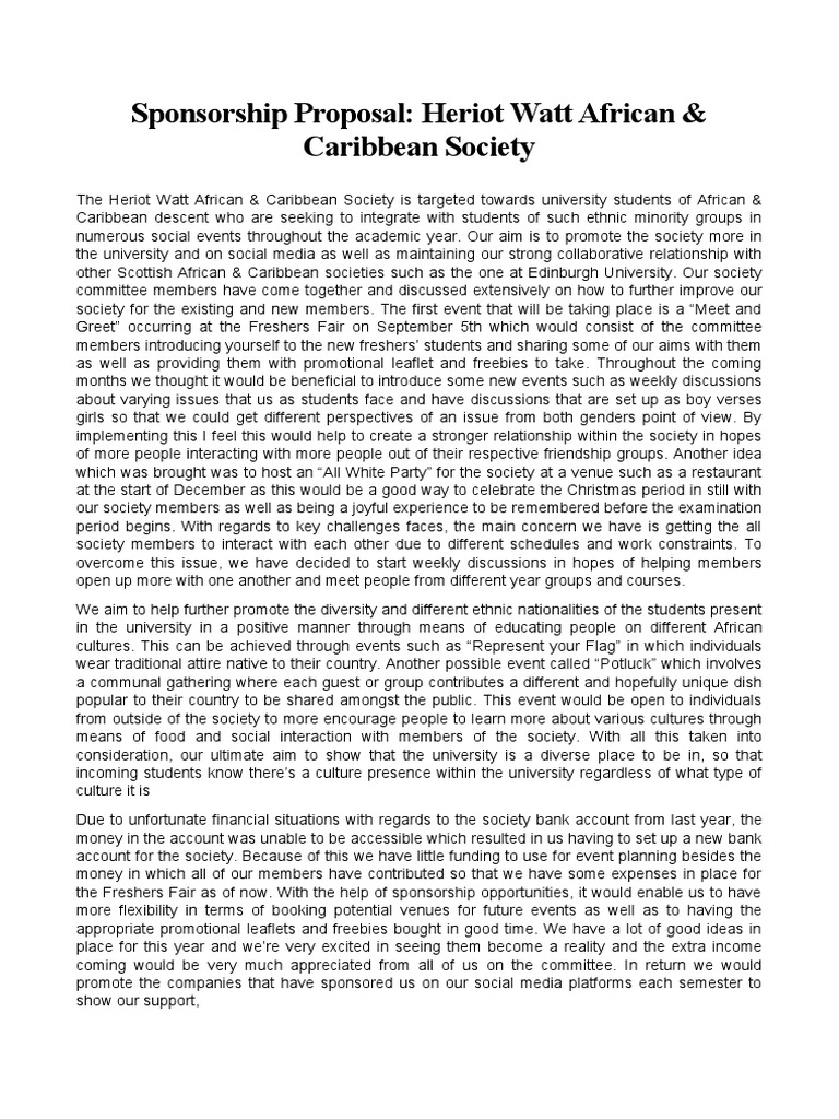 ACS Society Sponsorship Proposal | PDF | Communication