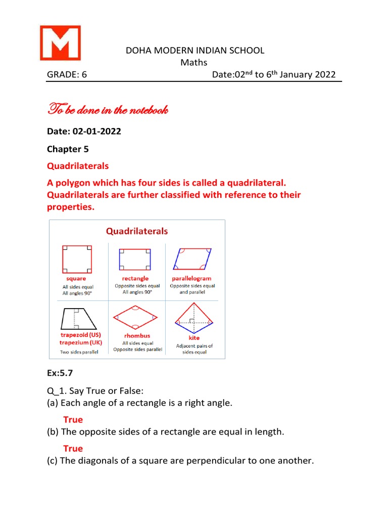 Grade 6 - Maths - Notes - 2nd To 6th Jan2022 | PDF
