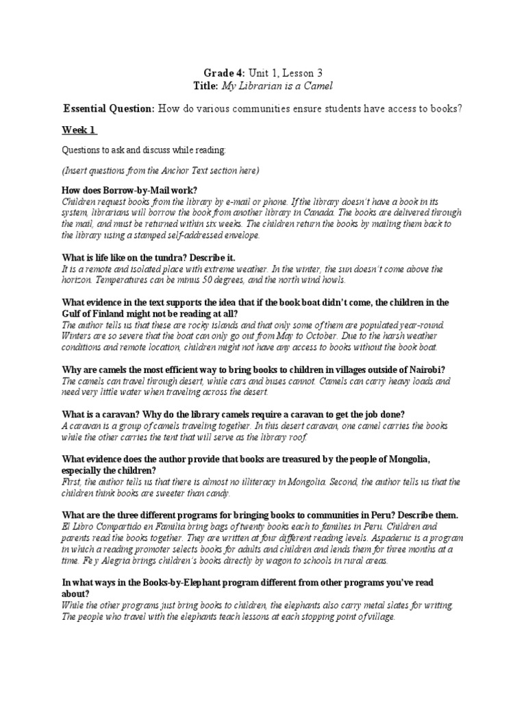 4.U1.L3.My Librarian Is A Camel - Final | PDF | Libraries | Books