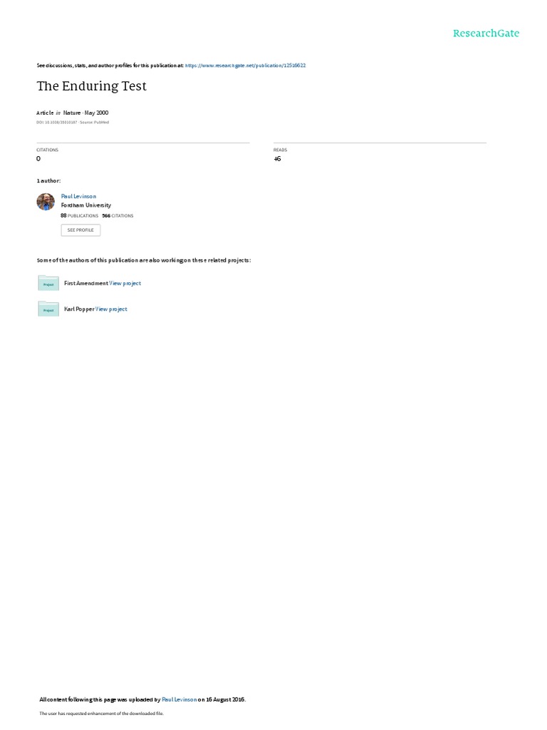 The Enduring Test | PDF