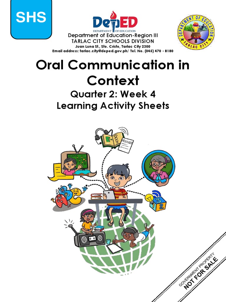 Oral Communication in Context: Quarter 2: Week 4 Learning Activity ...