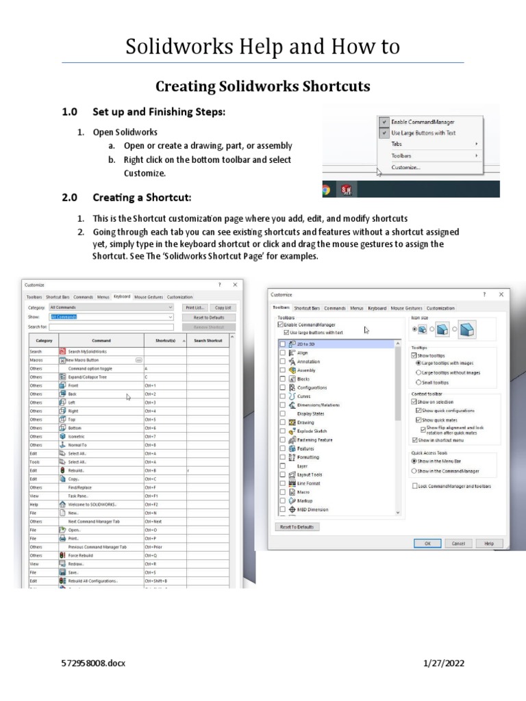 Sw 001 Creating Solidworks Shortcuts Pdf