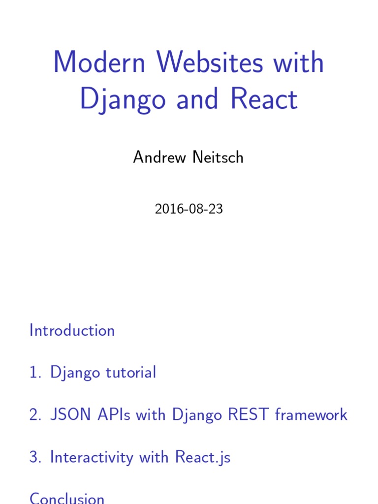 Modern Websites With Django and React: Andrew Neitsch | PDF | Json ...