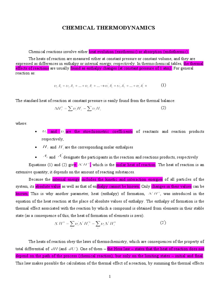 Chemical Thermodynamics | PDF | Enthalpy | Chemical Reactions
