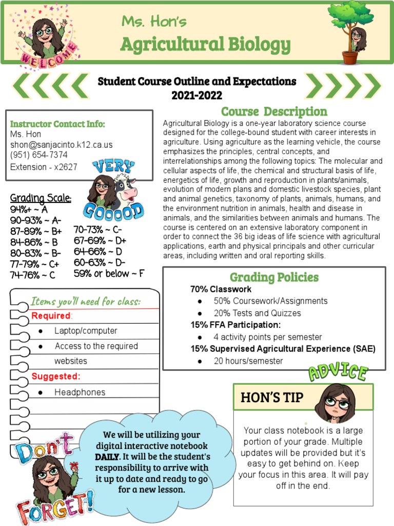 Agricultural Biology Course Guide | PDF | Life | Biology