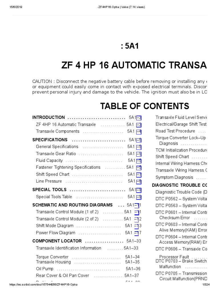 ZF4HP16-Optra - Valve (7.1K Views) 3 | PDF | Automatic Transmission ...