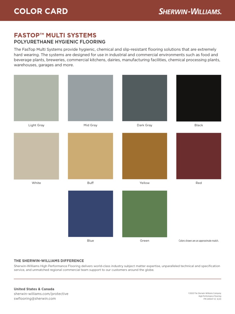 FasTop Multi Systems Color Card Sherwin Williams | PDF