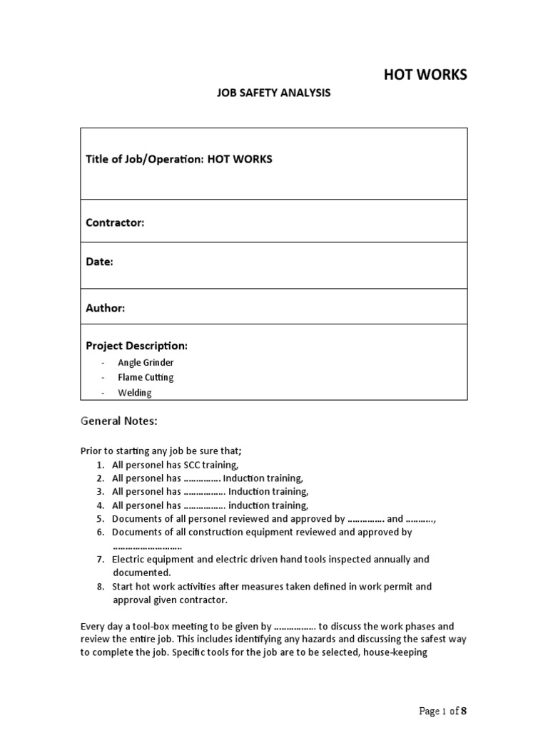 Safety Protocols for Hot Work Involving Angle Grinders, Flame Cutting ...