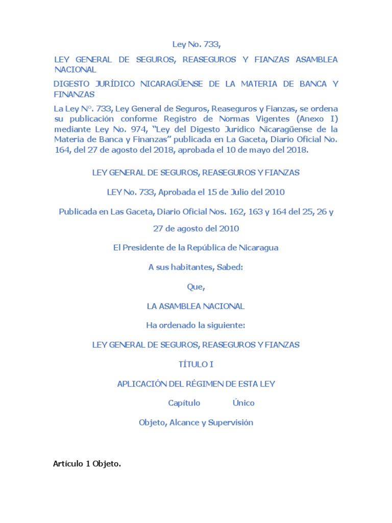 CONTABILIDAD DE SEGUROS Ley 733 | PDF | Póliza de seguros | Seguro