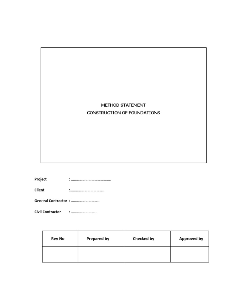 Method Statement - Pouring Foundations-Template | PDF | Concrete ...
