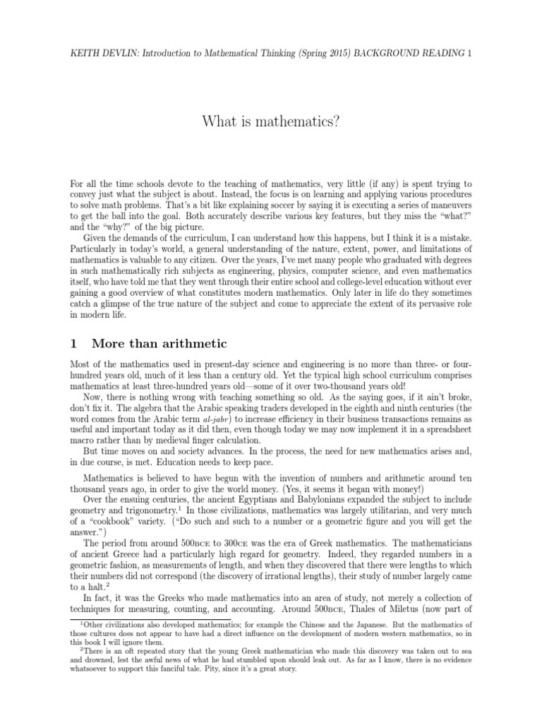 What Is Mathematics?: 1 More Than Arithmetic | PDF | Mathematics | Geometry