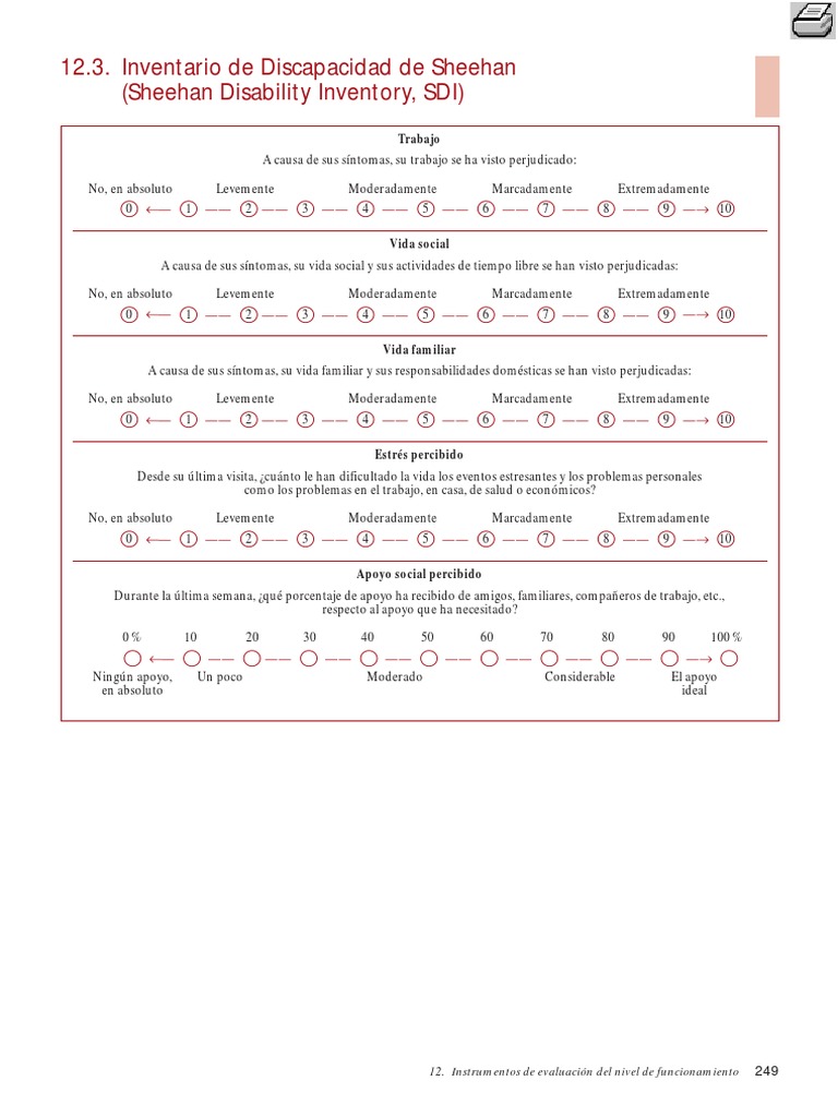 Inventario de Discapacidad de Sheehan (Sheehan Disability in | PDF ...