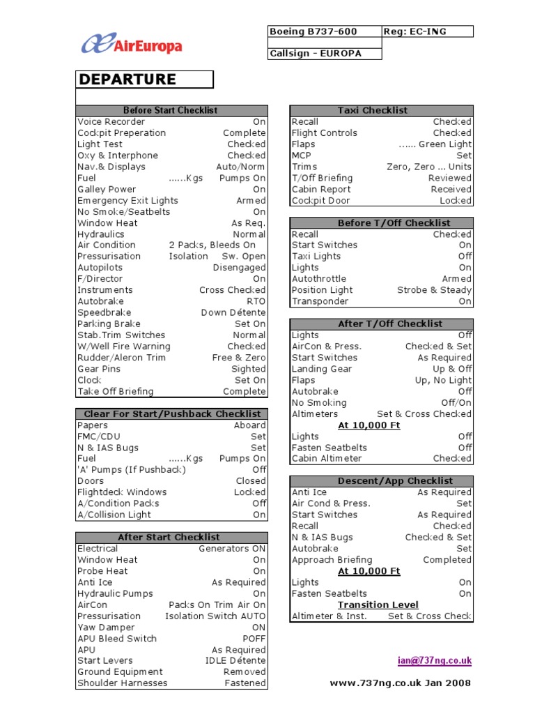 Checklist | PDF | Aerospace