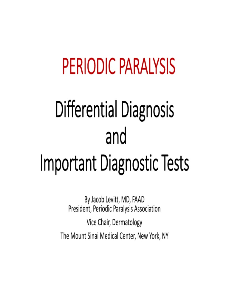 Differential Diagnosis of Periodic Paralysis and Important Diagnostic ...