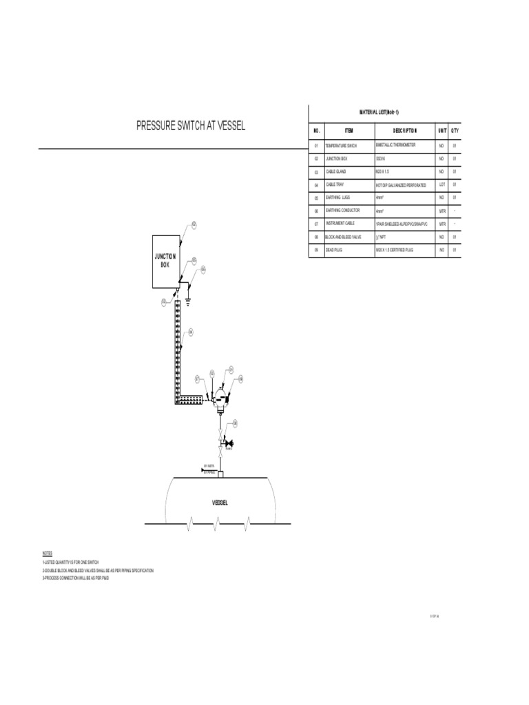 Instrument Hookup Drawing OF LEVEL SWITCH | PDF | Mechanical ...