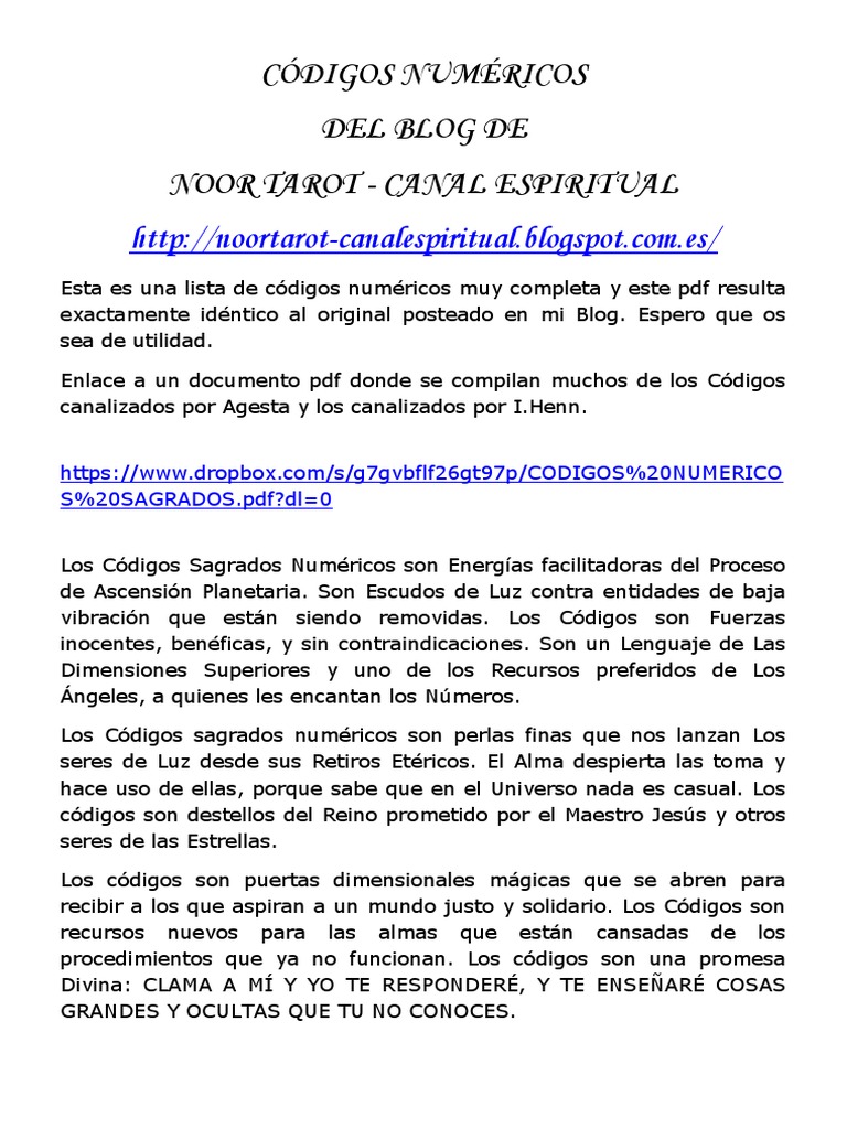 2730 - Códigos Numéricos - Blog Noor Tarot - Canal Espiritual | PDF ...