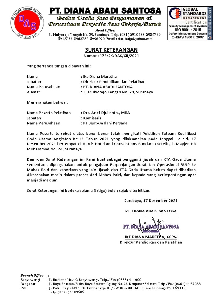 172 - Surat Keterangan Ijasah Dan Kta Masih Proses Gada Utama Pak Arief ...