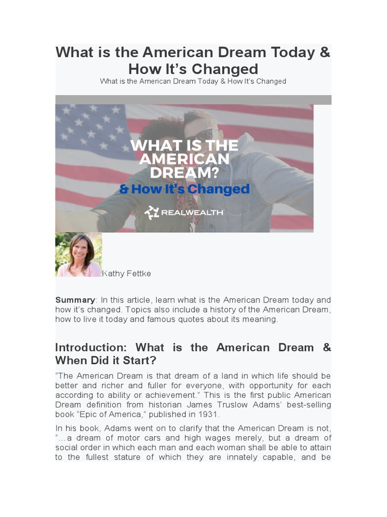What Is The American Dream Today | PDF | American Dream | The United States
