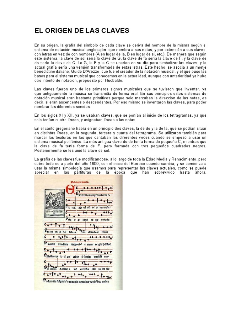 Origen y evolución de las claves musicales | PDF | Clave | Musicología