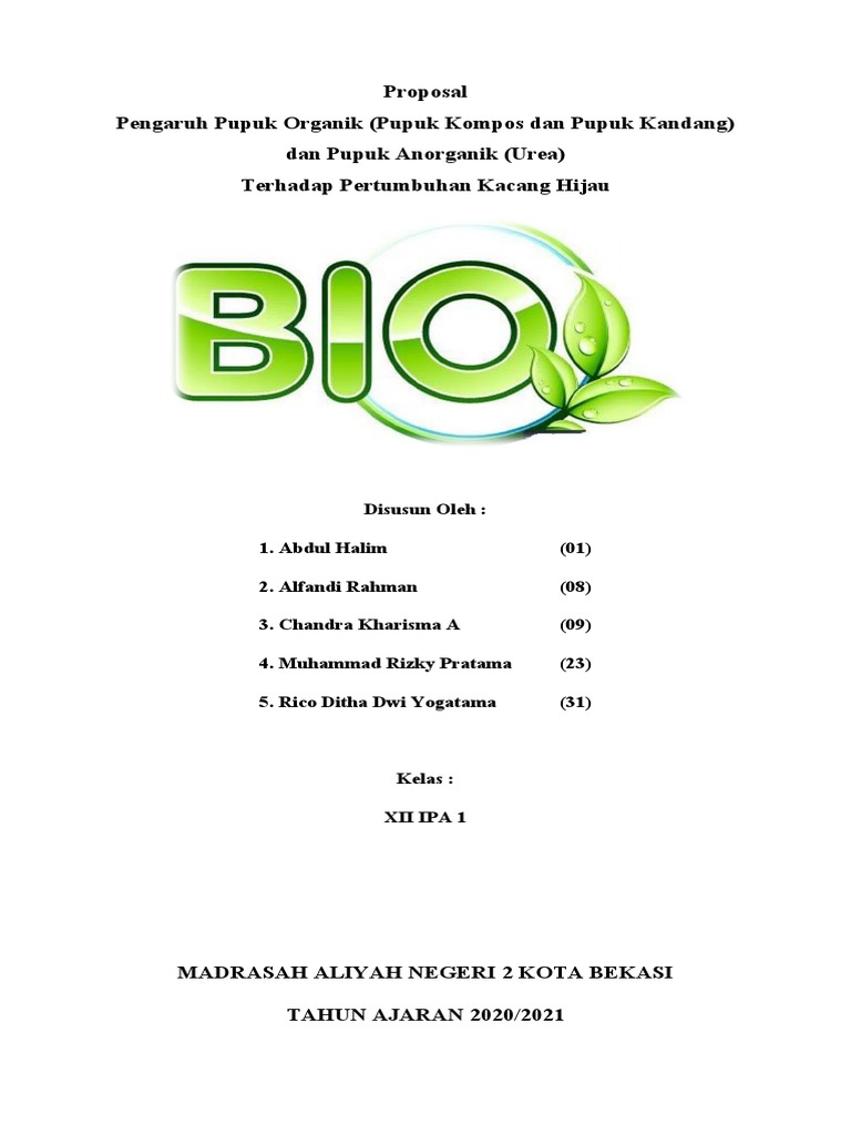 Proposal Penelitian Biologi | PDF | Griya & Taman | Kesehatan Holistik
