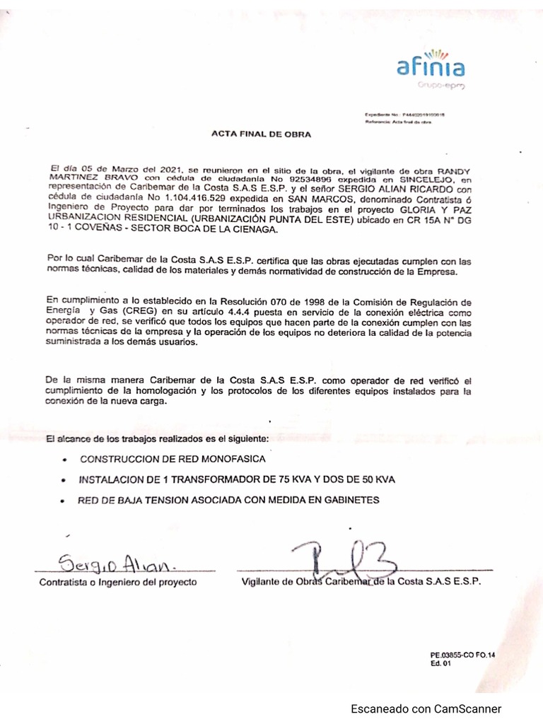 Acta Final de Obra Punta Del Este | PDF