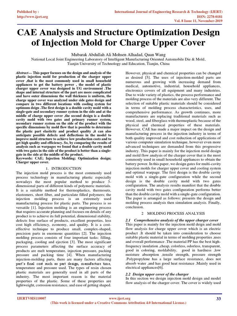 Cae Analysis and Structure Optimization Design of Injection Mold For ...