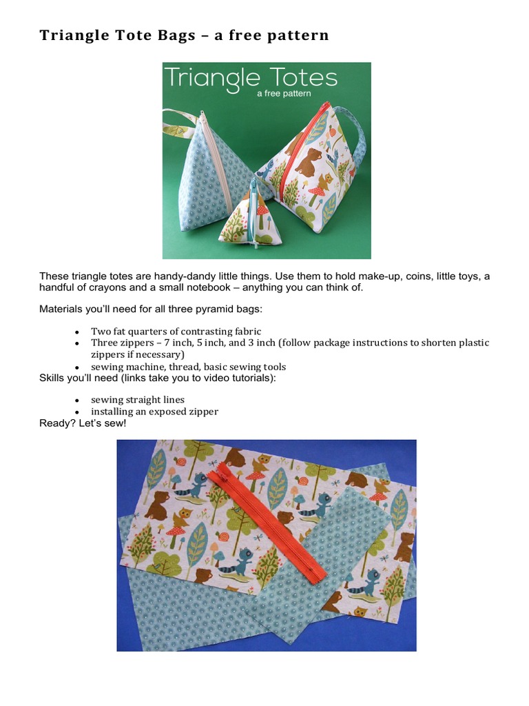 Triangle Tote Bags | PDF | Seam (Sewing) | Sewing