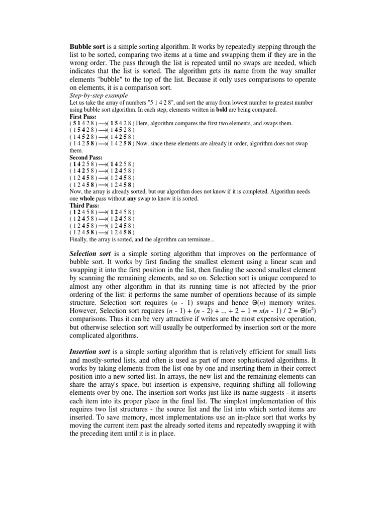 Step-By-Step Example: Bubble Sort Is A Simple Sorting Algorithm. It ...