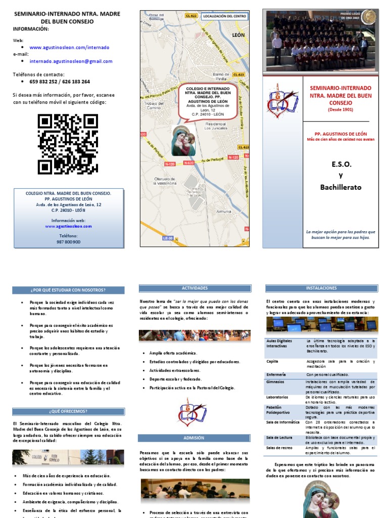Triptico Internado Agustinos León 2011 | PDF | Educación avanzada ...