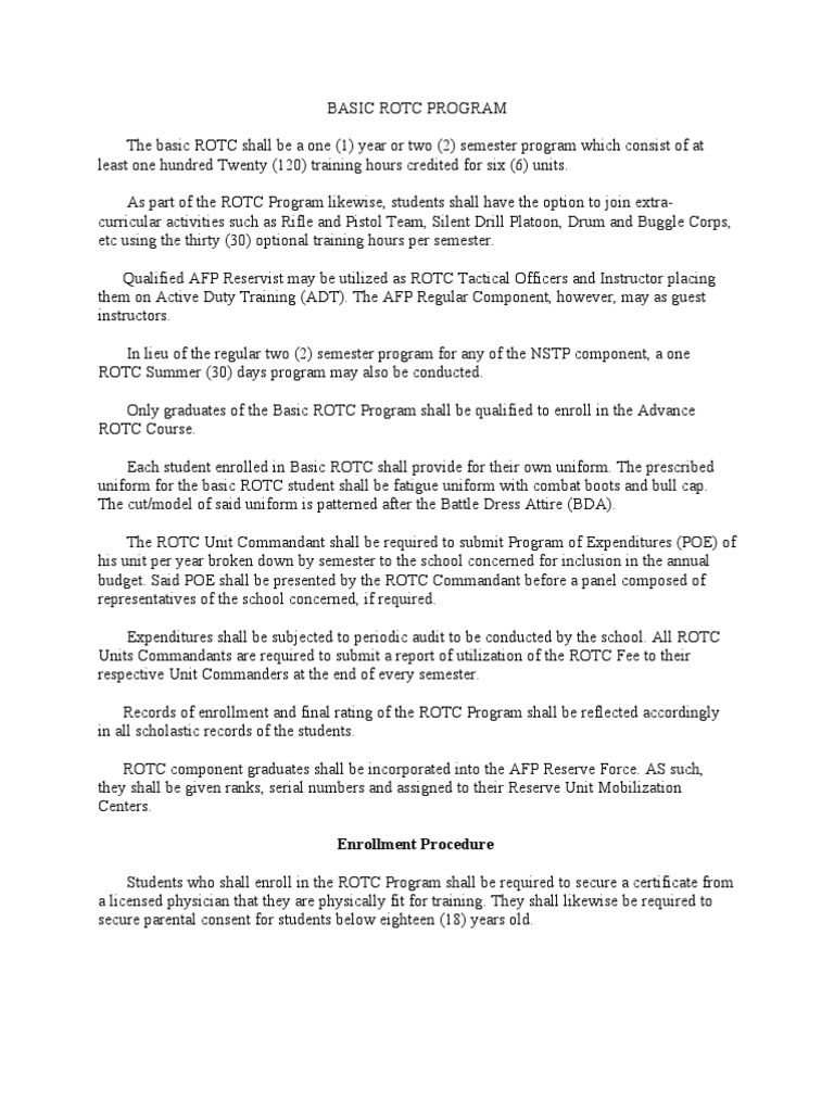 Basic Rotc Program | PDF | Reserve Officers' Training Corps | Officer ...