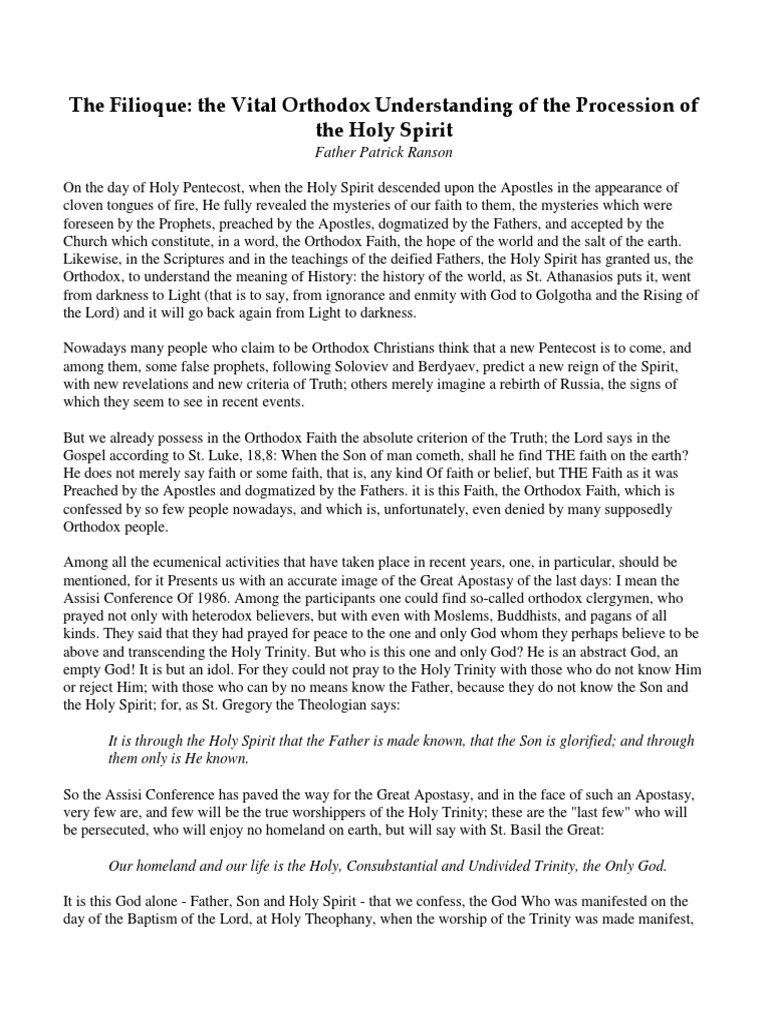 The Filioque - Ranson | PDF | Trinity | God The Father