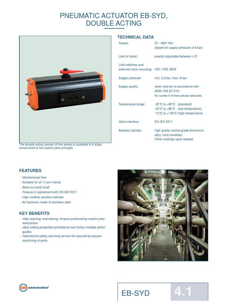 Ebro Armaturen Eb Syd Double Acting Pneumatic Actuator 782539 | PDF | Valve | Piston