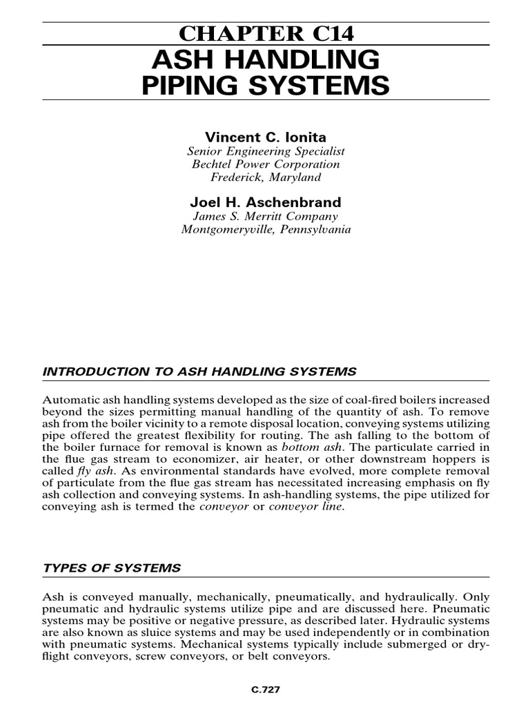 Ash Handling Piping Systems: Chapter C14 | PDF | Pipe (Fluid Conveyance ...