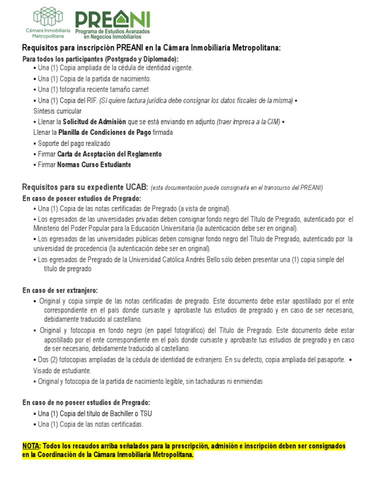 Recaudos Inscripción PREANI | PDF | Certificado de nacimiento | Gobierno y personalidad