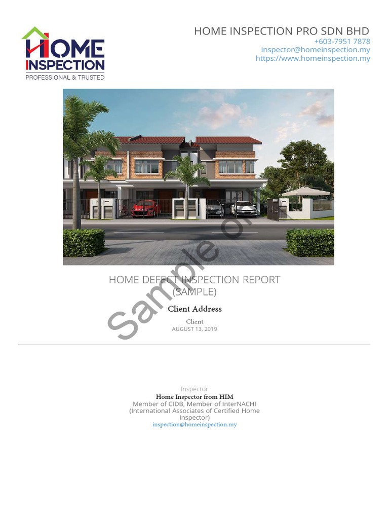 Sample Only: Home Inspection Pro SDN BHD | PDF | Tile | Flooring